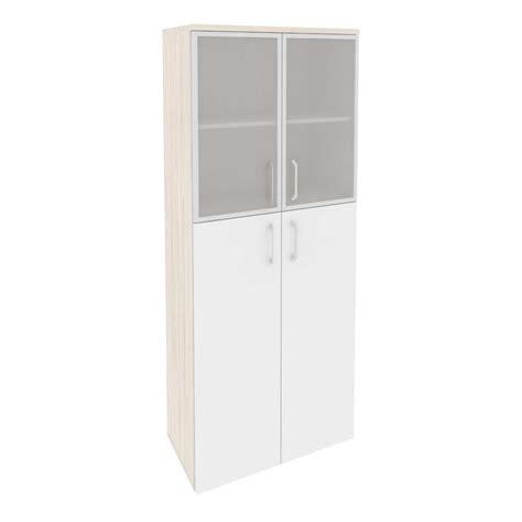 O St 1 7r Шкаф высокий широкий 2 средних фасада ЛДСП 2 низких фасада стекло в раме Onix