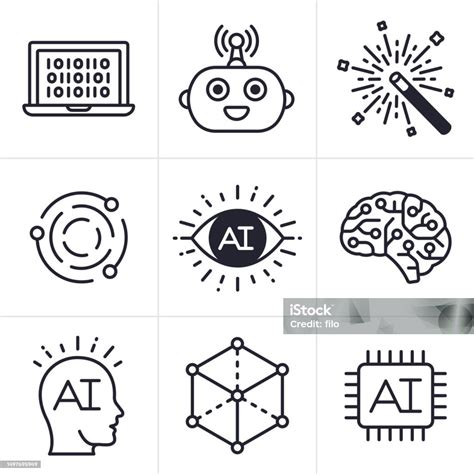 Artificial Intelligence Ai Icons And Symbols Stock Illustration