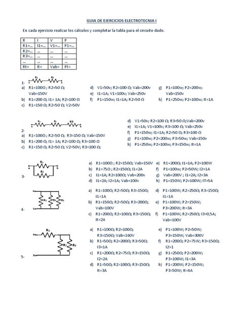Guia De Ejercicios Electrotecnia I Pdf