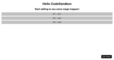 React Box Divs Clickable Komodo Codesandbox