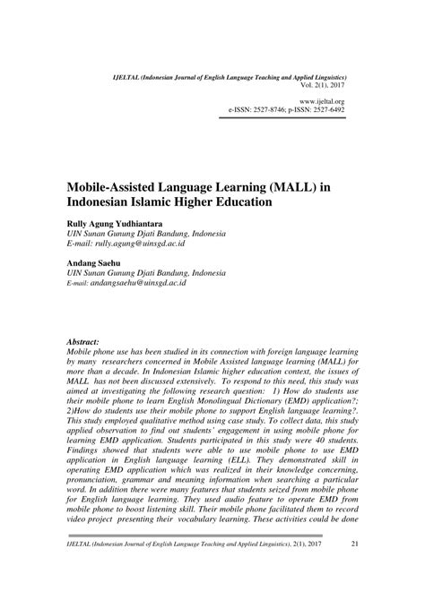 pdf mobile assisted language learning mall in indonesian islamic