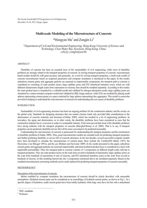 Pdf Multi Scale Modeling Of The Microstructure Of Concrete