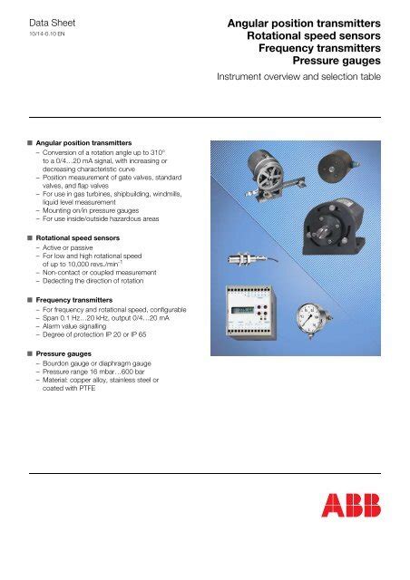 Angular Position Transmitters Rotational Speed Sensors Prega