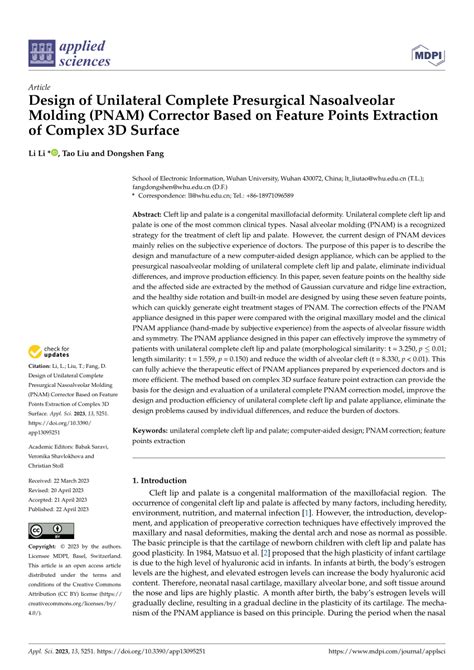 Pdf Design Of Unilateral Complete Presurgical Nasoalveolar Molding