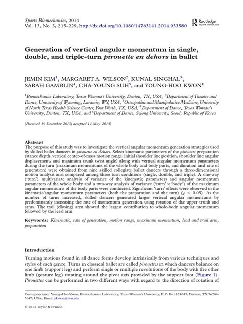 Ang Kin Ballet Pdf Rotation Around A Fixed Axis Torque