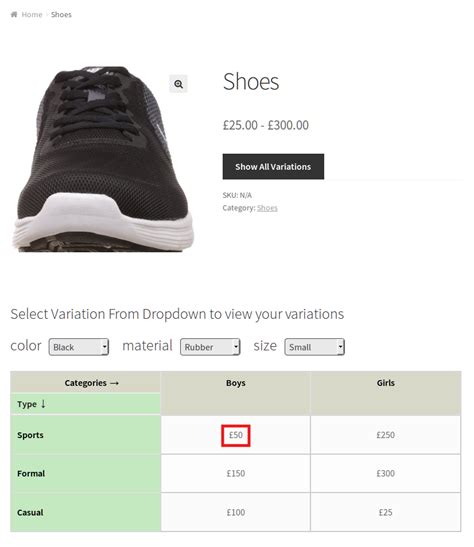 Woocommerce Product Variation Table Documentation Wp Swings