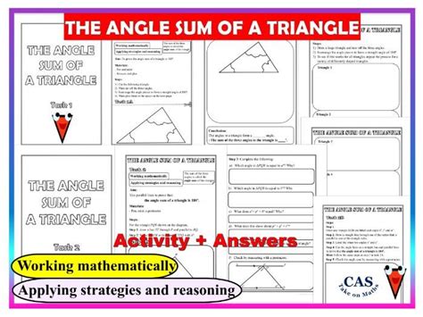 geometry the angle sum of a triangle printable activity teaching