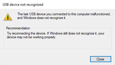 USB Device Not Recognized Device Descriptor Request Failed