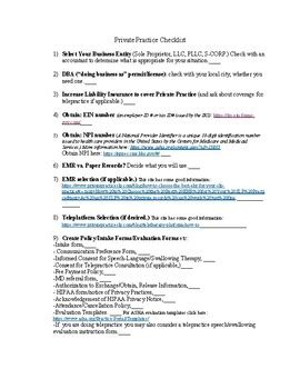 Private Practice Checklist Getting Startedfor New Private Practice