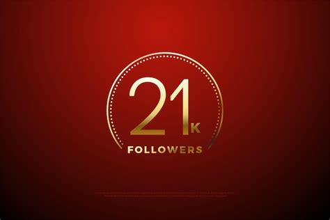 숫자 위에 금색 반짝이 아치 삽화가 있는 21k 추종자 프리미엄 벡터