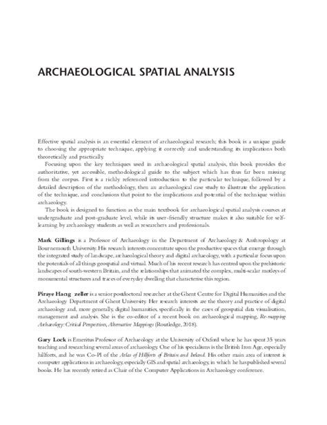 Pdf Archaeological Spatial Analysis A Methodological Guide