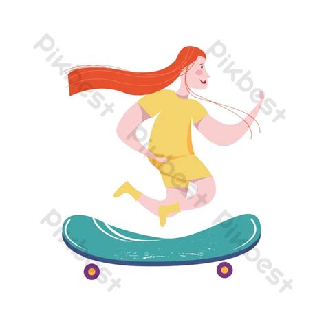 만화 소녀 스케이트 보드 무료 일러스트 Png Psd 무료 다운로드 Pikbest