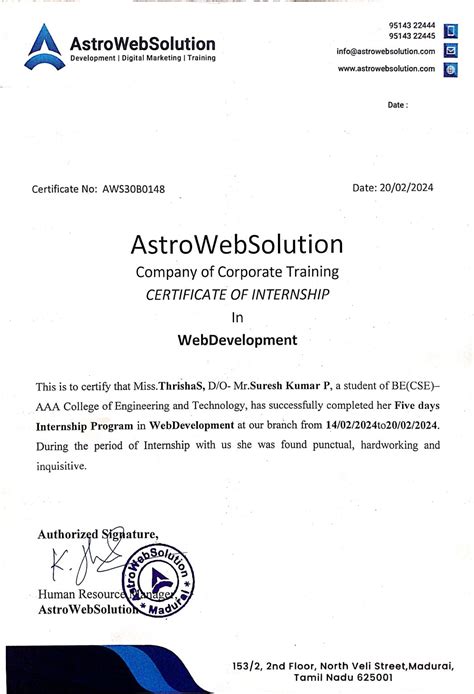 Thrisha S S On Linkedin Internship In Web Development