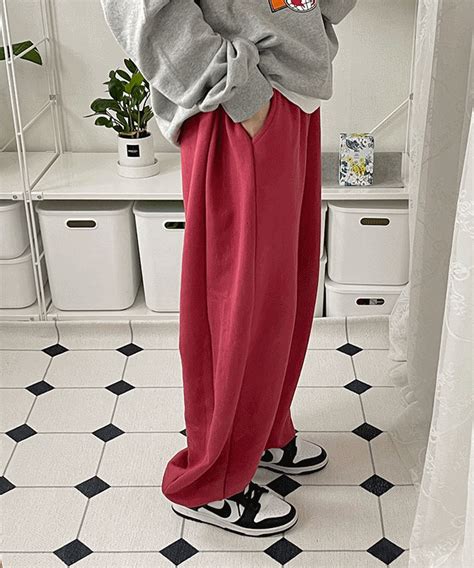 남녀공용 사이드 원턱 와이드 밴딩 조거 스웨트팬츠 트레이닝팬츠 커플 시밀러룩 6color 에이블리