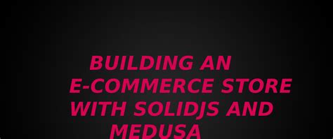 Building An E Commerce Store A Step By Step Guide With Solidjs And