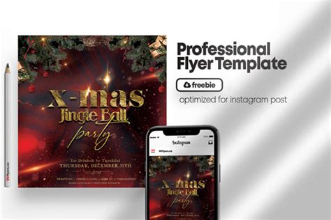 Classy Christmas Party Evening Flyer Instagram Post Template Free