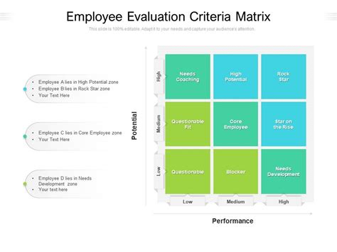 Employee Evaluation Criteria Matrix Ppt Powerpoint Presentation Gallery Model Pdf