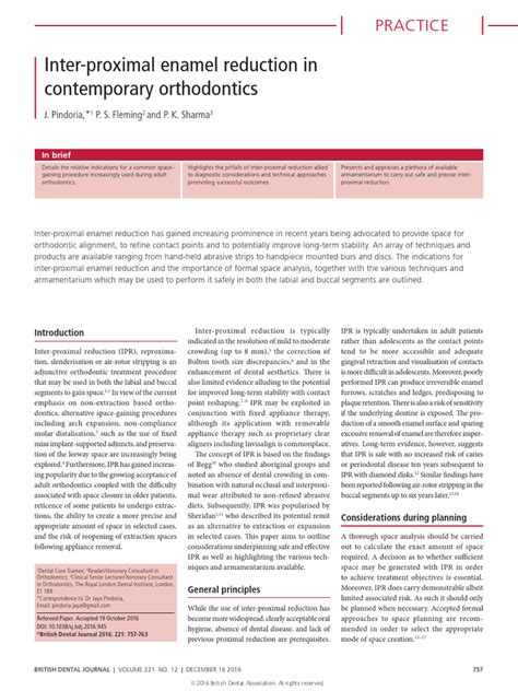 inter proximal enamel reduction in contemporary orthodontics pdf