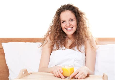 Happy Redhead Woman In Bed Stock Image Image Of Cozy
