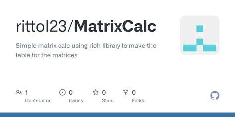 Github Rittol23matrixcalc Simple Matrix Calc Using Rich Library To Make The Table For The Github Rittol23matrixcalc Simple Matrix Calc Using Rich Library To Make The Table For The