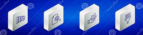 Set Isometric Line Financial Growth Decrease, Document with Graph Chart, Pie Infographic and ...