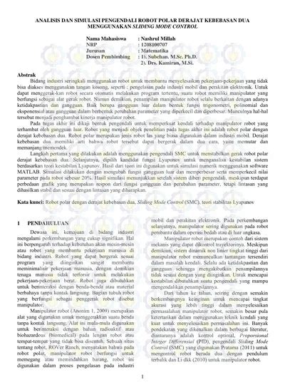 Analisis Dan Simulasi Pengendali Robot Polar Derajat Kebebasan Dua Menggunakan Sliding Mode