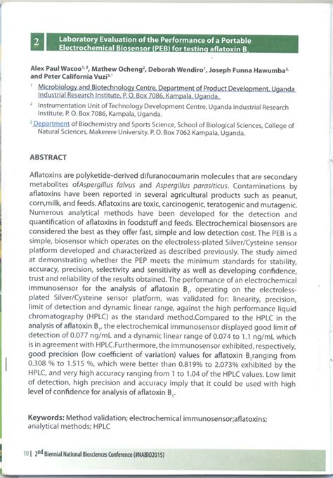 Pdf Laboratory Evaluation Of The Performance Of A Portable Electrochemical Biosensor Peb For