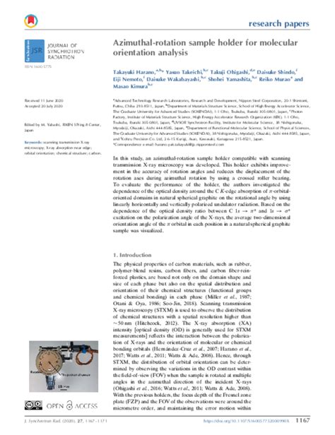 Pdf Azimuthal Rotation Sample Holder For Molecular Orientation Analysis Takayuki Harano
