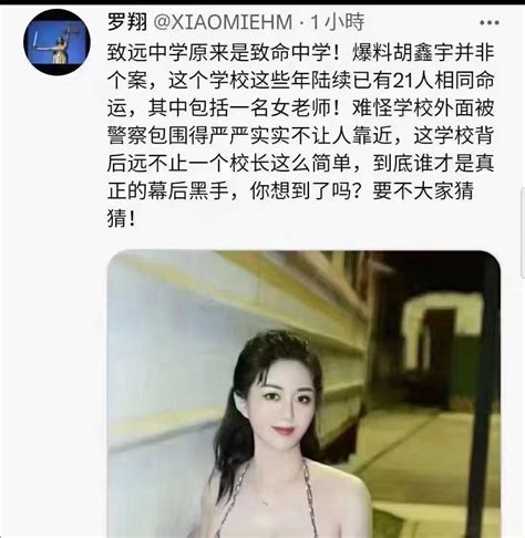 Ninaxie🌟🌟🌟 On Twitter 孩子吊着只剩骸骨，衣服反穿，一百多天才故意让人找到，这一切都是在掩盖着什么。致远中学已成致命中学，陆续有20多人遇难，其中还包括一名女教师。胡鑫