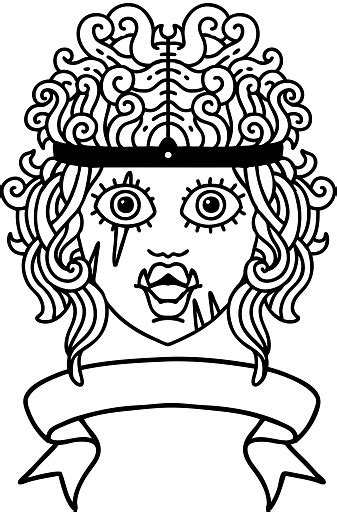 흑백 문신 라인 워크 스타일 오크 야만인 캐릭터 얼굴 배너 도깨비에 대한 스톡 벡터 아트 및 기타 이미지 도깨비 라인아트 몬스터 Istock