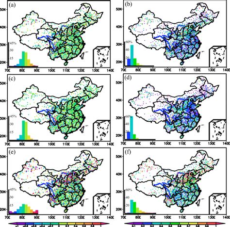 spatial distribution of mbe a c e unit °c and rmse b d f