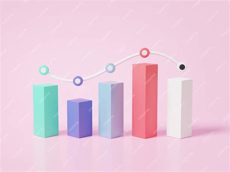 금융 비즈니스 경제학 개념 성장 통계 그래프 분홍색 배경 주식 시장 거래 투자 교환 분석 가격 조치 최소한의 만화 3d 렌더링