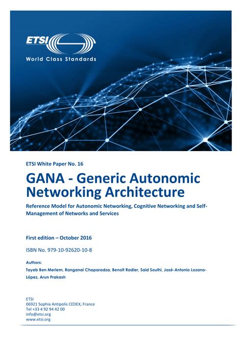 Pdf Etsi White Paper No 16 Gana Generic Autonomic Networking