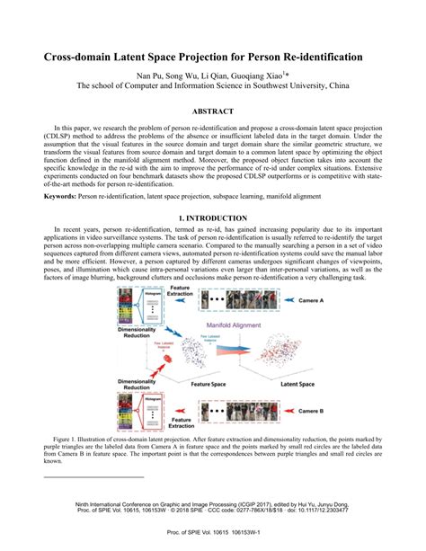 Pdf Cross Domain Latent Space Projection For Person Re Identification