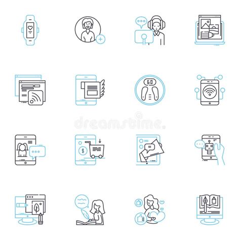 Digital Technique Linear Icons Set Algorithm Automation Big Data