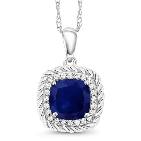 Gem Stone King 10k White Gold Blue Sapphire And White Diamond Womens