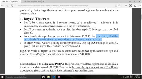 Bayes Theorem Data Warehousing And Data Mining Youtube