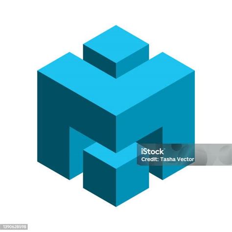 파란색 추상 큐브 모양 3d 문자 M 로고 템플릿 알파벳 M에 대한 스톡 벡터 아트 및 기타 이미지 알파벳 M 3차원 형태 입방체 Istock