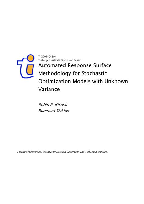 Pdf Automated Response Surface Methodology For Stochastic Optimization Models With Unknown