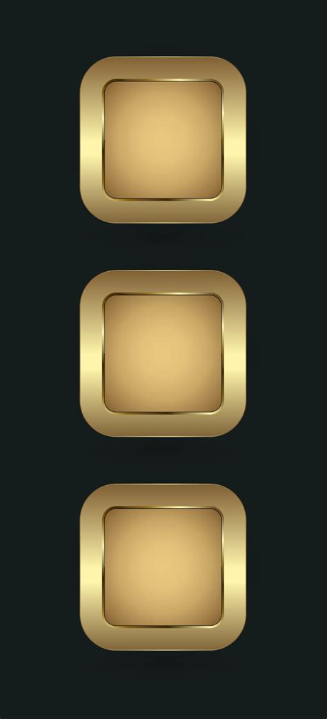 Groups Of Three Rectangle Blank Button Banner User Interface In Gold And Premium For Website