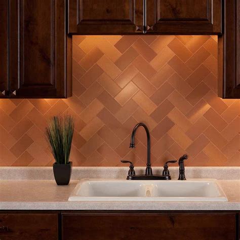 Faux Copper Backsplash Tiles For Kitchen Things In The Kitchen