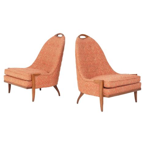 Pair Of Harvey Probber Style Handle Back Lounge Chairs For Sale At 1stdibs