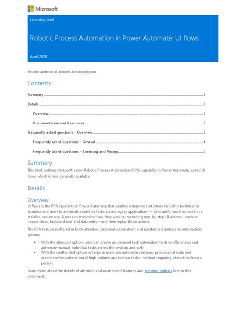 Robotic Process Automation In Power Automate Ui Flows Licensing Brief