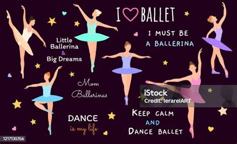 발레의 포즈 손으로 그린 사람들이 설정합니다 플랫 스타일의 댄스 여자의 큰 컬렉션입니다 여자 춤과 벡터 그림입니다 비문과 발레에 대한 글 저는 발레를 좋아하고 침착하게 춤을