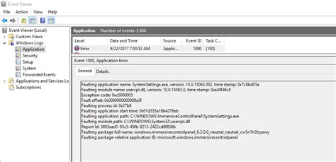 systemsettings exe crashes windows 10