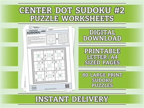 Center Dot Sudoku Volume 2 Printable Puzzle Worksheets Number And Logic