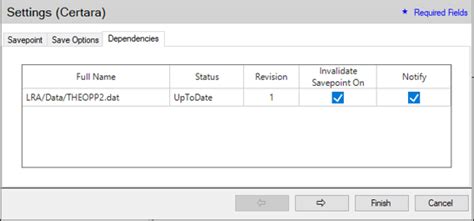 Definingthesettingsforasavepointproject