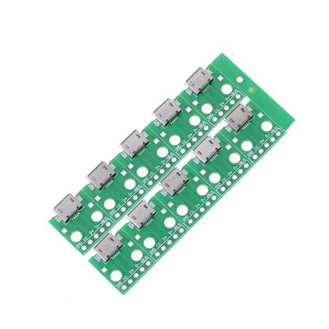 10pcs Module Board Panel Female 5 Pin Pinboard Micro USB PCB Type Parts 11 X 10 X 5mm Mini Micro