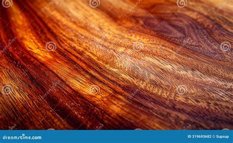 Polished Mahogany Wood Surface With Rich Textures And Warm Tones For