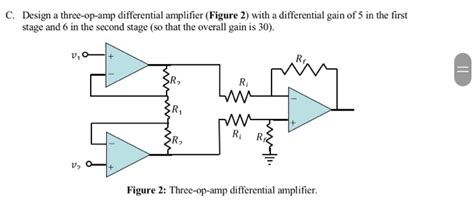 Solved C Design A Three Op Differential Amplifier Chegg Com